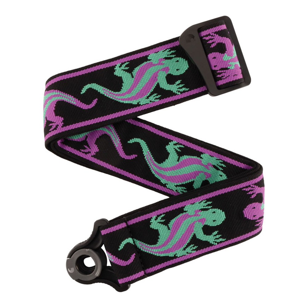 D'Addario Auto Lock Vintage Planet Waves Lizards Strap, Green / Purple ...